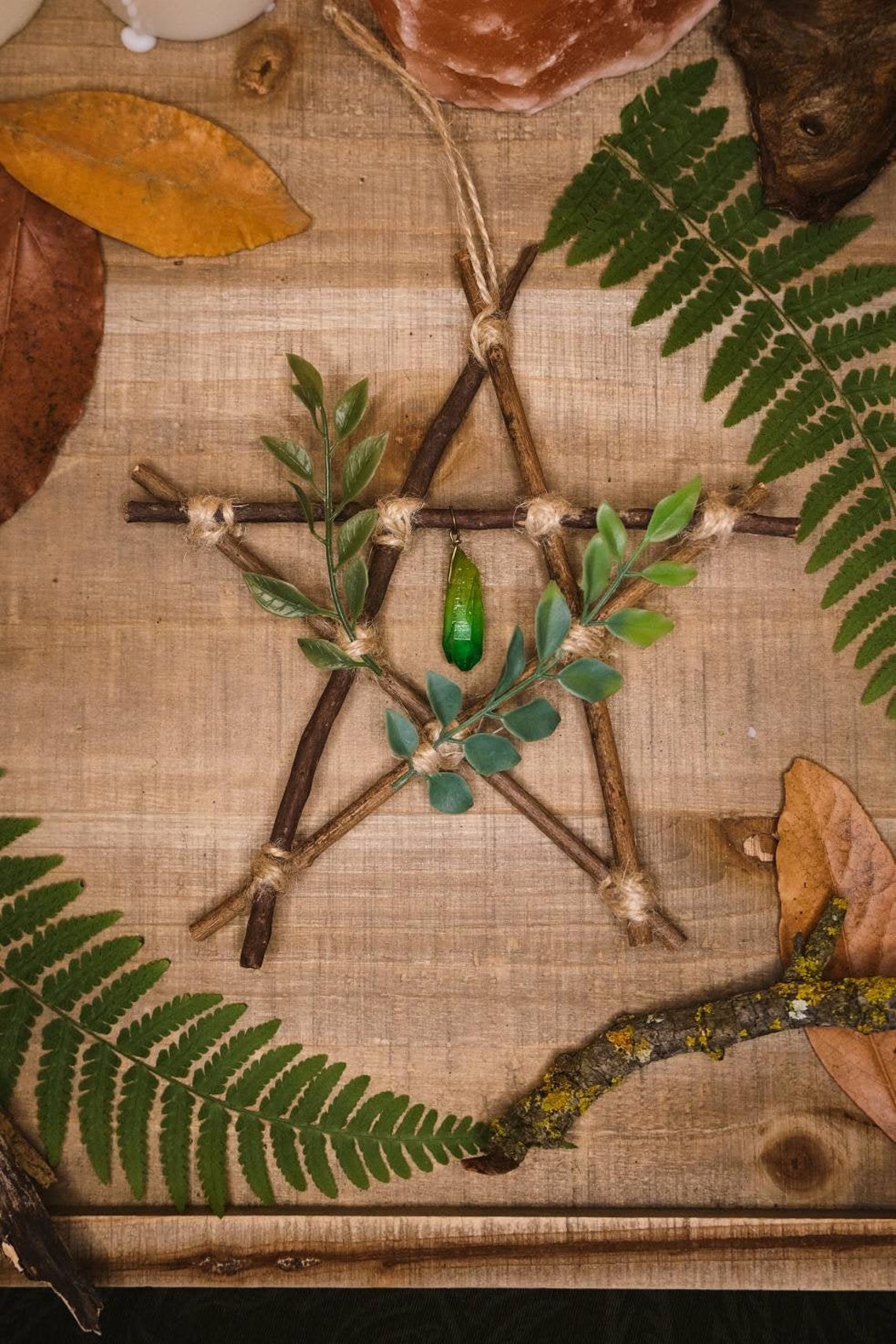 Wood Pentagram Crystal Wall Hanging Witch Altar Space - Etsy