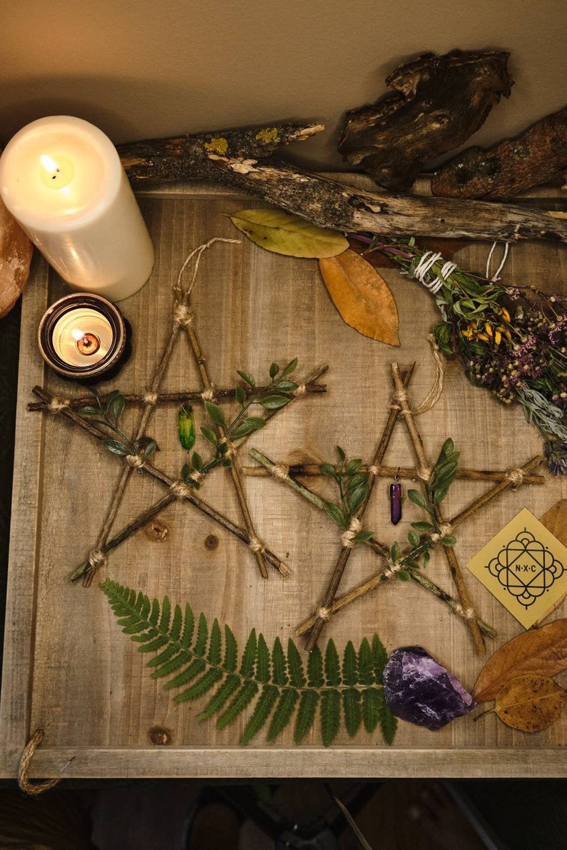 Wood Pentagram Crystal Wall Hanging Witch Altar Space - Etsy