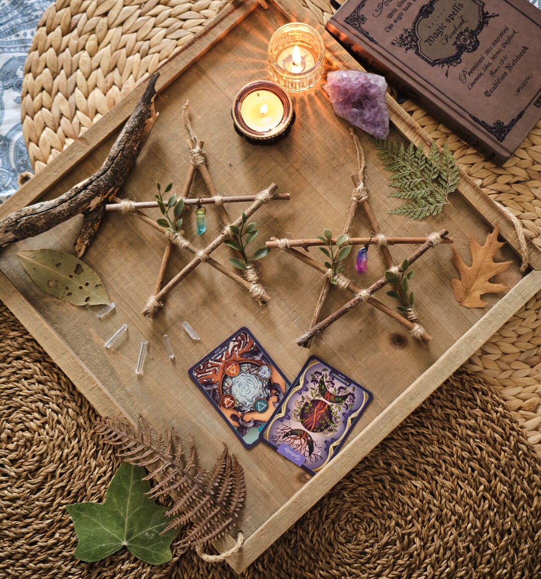 Wood Pentagram Crystal Wall Hanging Witch Altar Space - Etsy