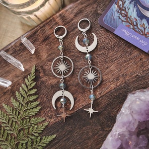 Mismatched Celestial Earrings, Moon and Star Earrings, Whimsigothic Celestial Jewelry - Etsy