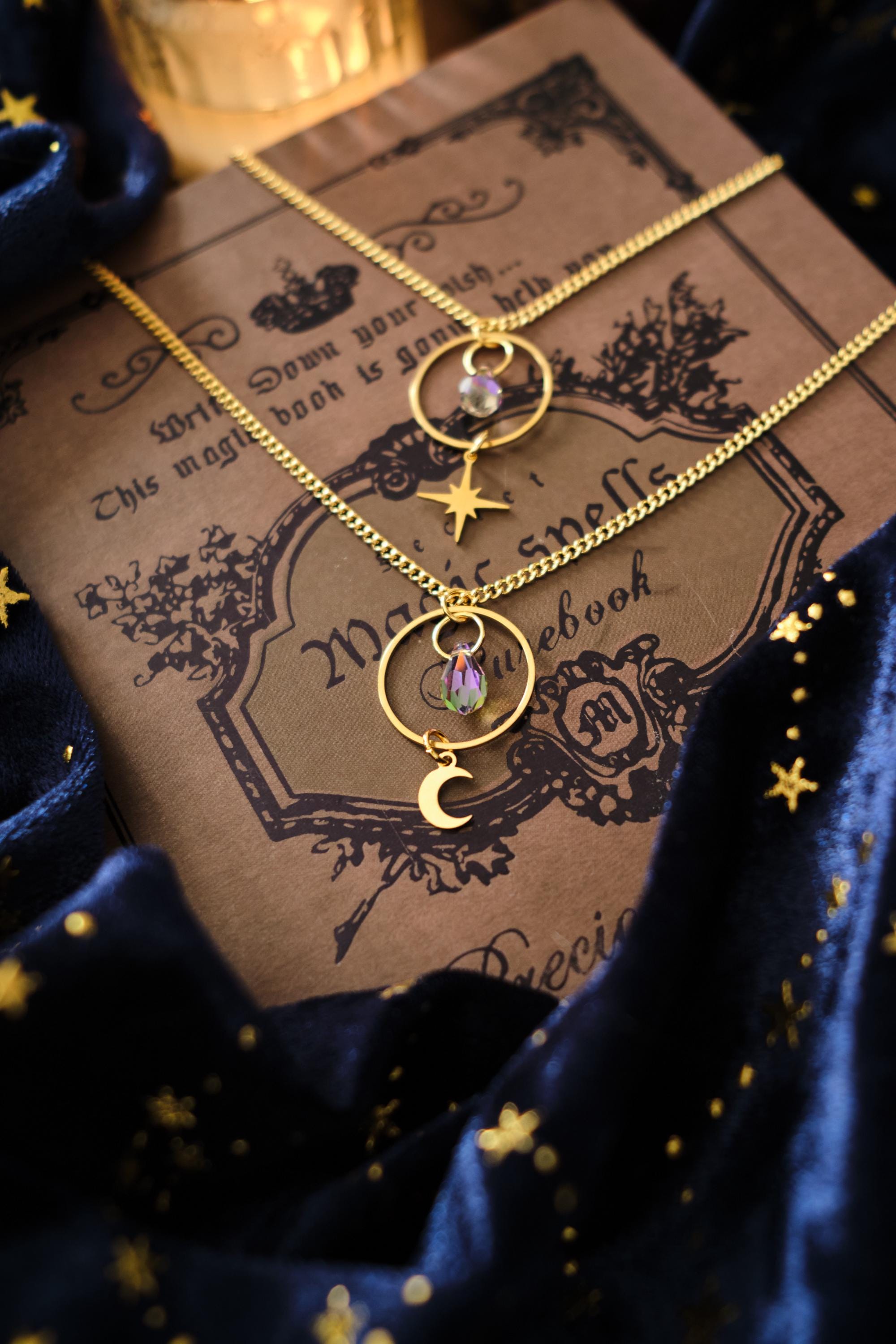 Minimalist Witchy Necklace, Celestial Moon and Star Jewelry, Whimsigoth ...