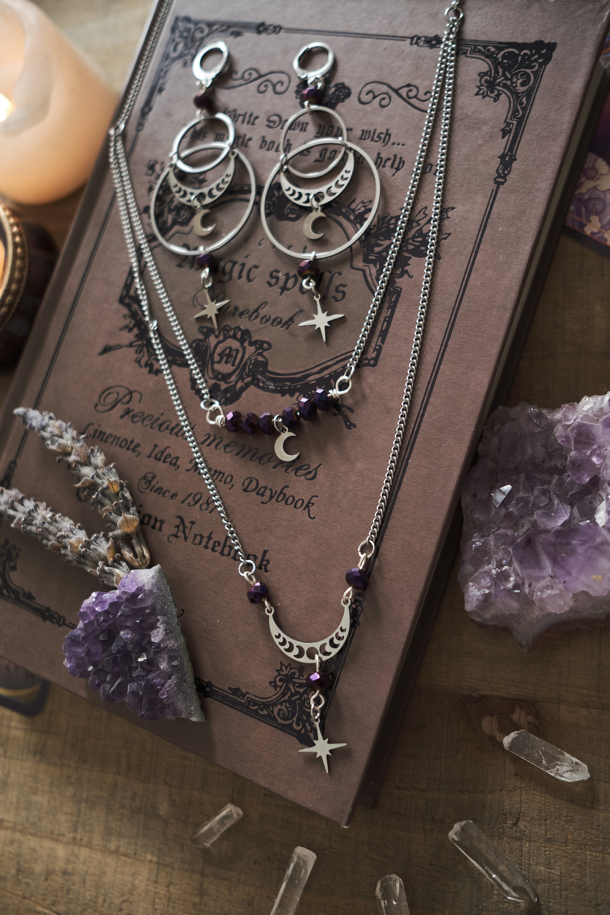Witchy Necklace With Silver Moon and Star Charm, Celestial Jewelry ...