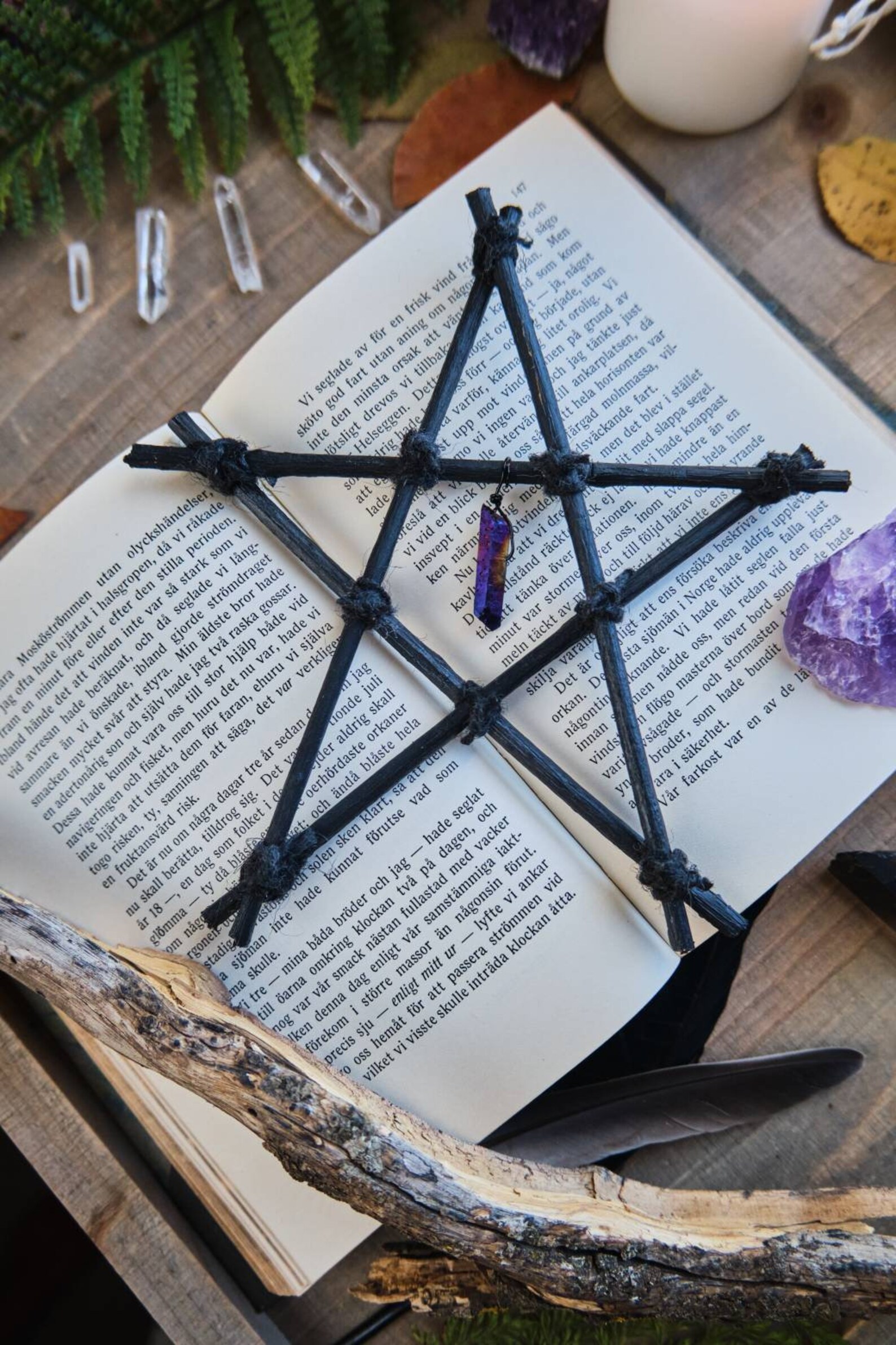Wood Pentagram Crystal Wall Hanging Witch Altar Space - Etsy
