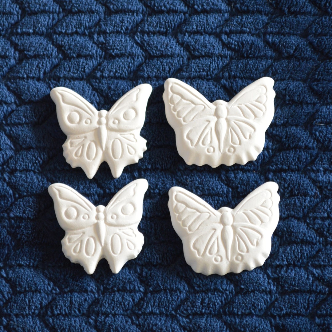 Set of 4 Ceramic Bisque Butterfly Embossed Magnets Ready to Paint - Etsy