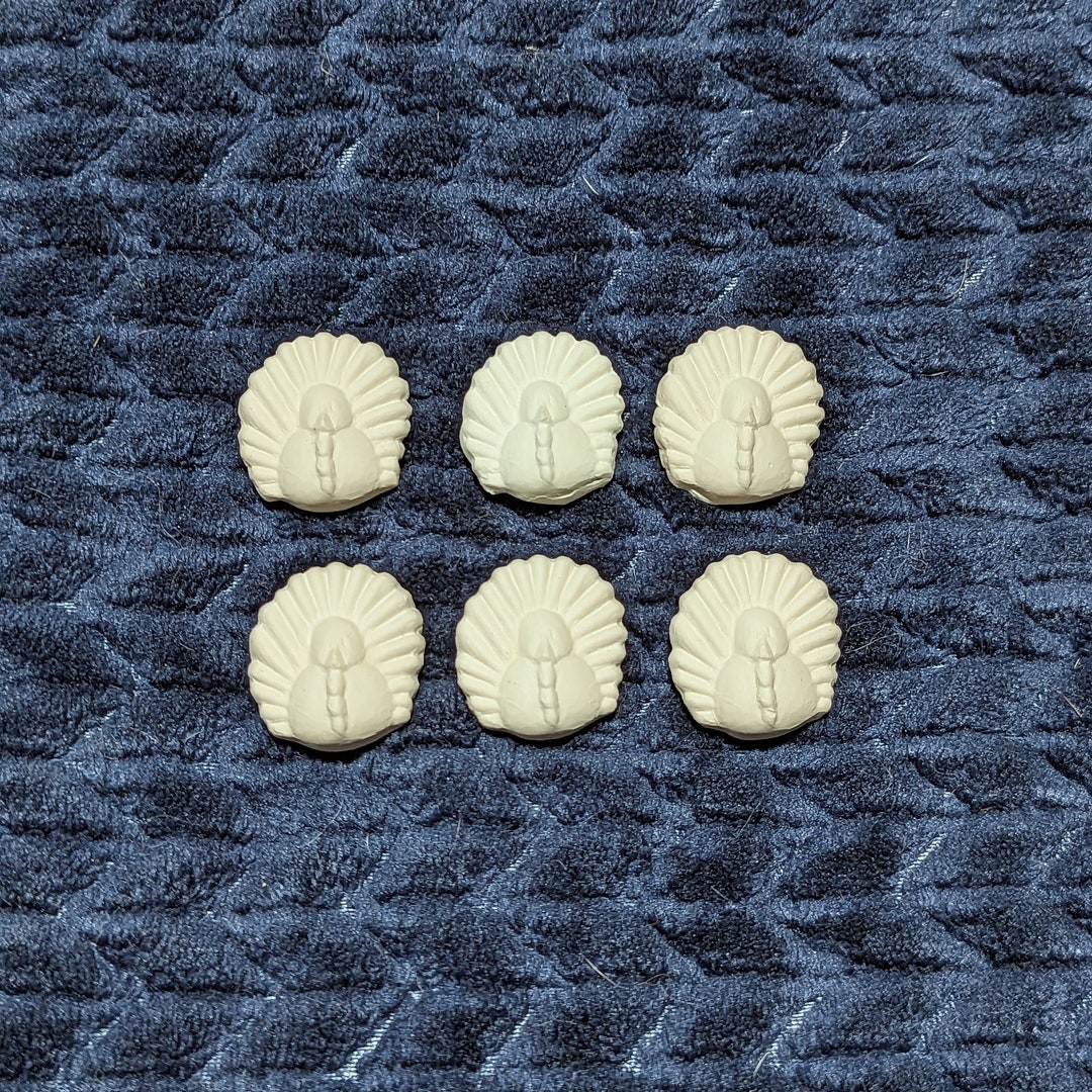 Set of 6 Ceramic Bisque Turkey Embossed Magnets Ready to Paint - Etsy