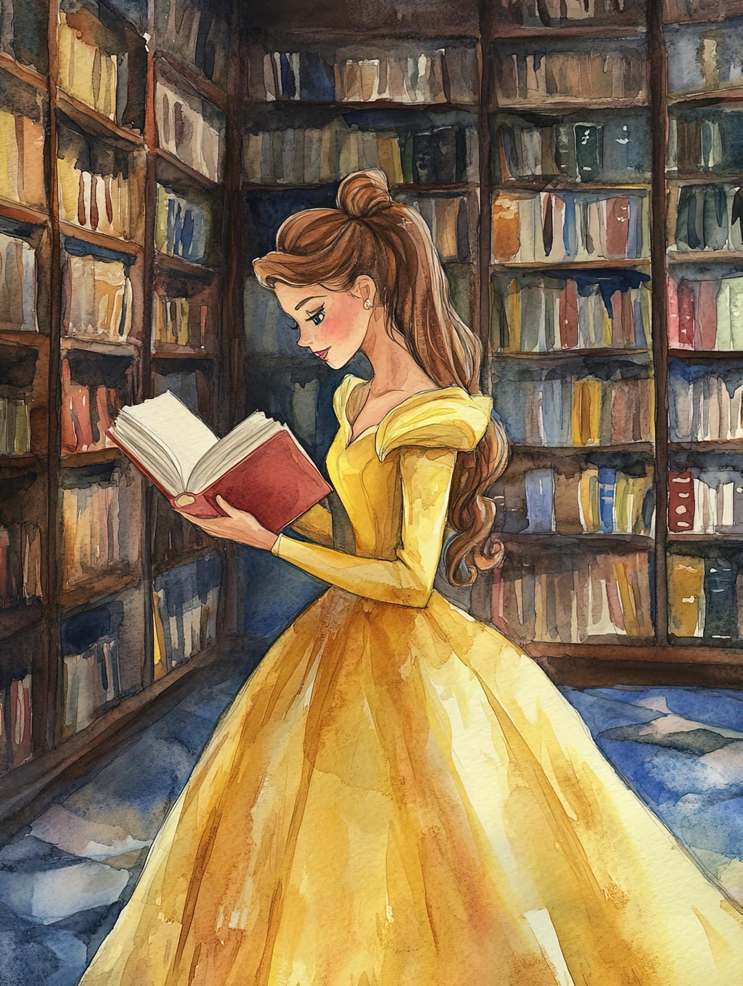 Princess Reading a Book Art, Library Art, Bookish Art for Kids Room ...