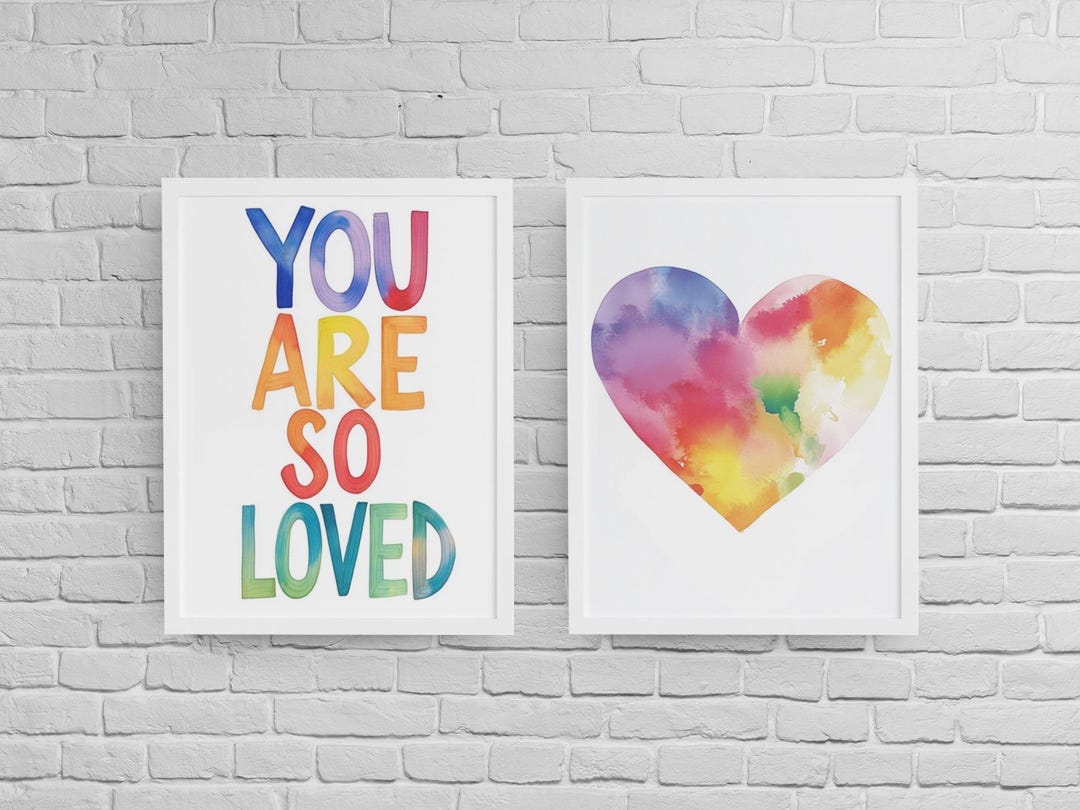 Rainbow Heart Art Prints, Hearts PRINTS, Nursery Decor, You Are so ...