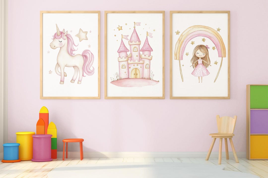 Girls Room Wall Decor - Princess Room Decor - Princess Unicorn Prints ...