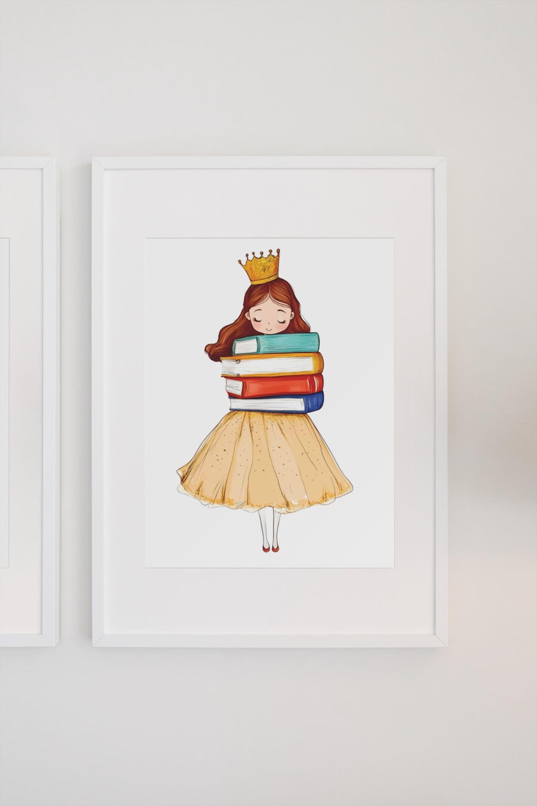 Princess Reading a Book Art, Library Art, Bookish Art for Kids Room ...
