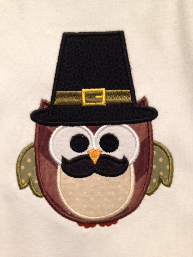 Mustache Owl Appliqué - Etsy