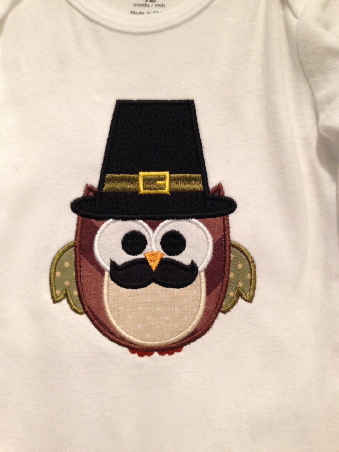 Mustache Owl Appliqué - Etsy