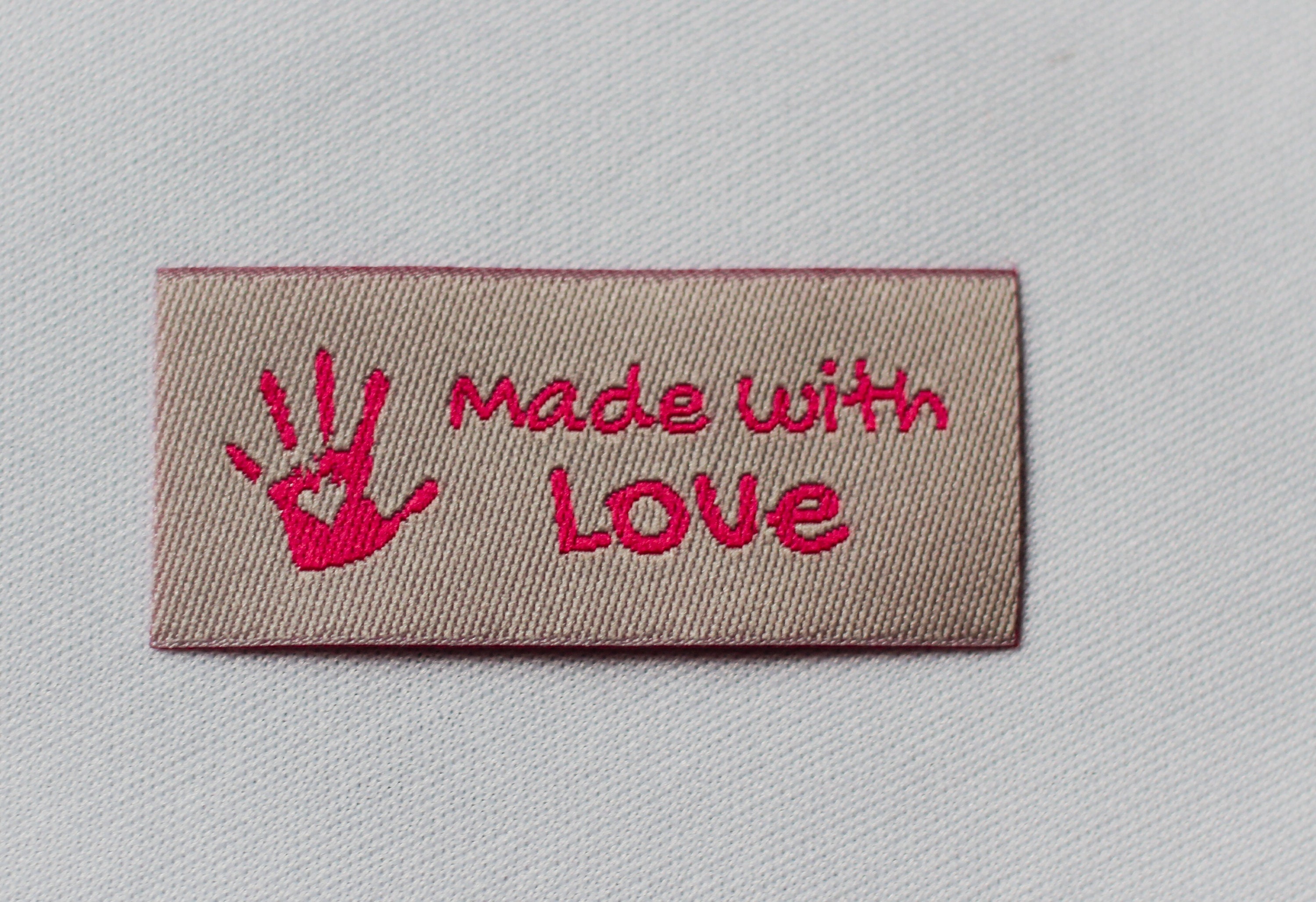 20 Handmade with Love Labels Mix folded Wovenlabel Knitting - Etsy Polska