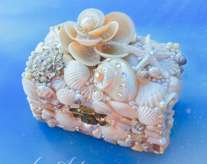 Small Seashell Jewelry Box 4x2x2in, Beach Style Seashell Box, Coastal ...