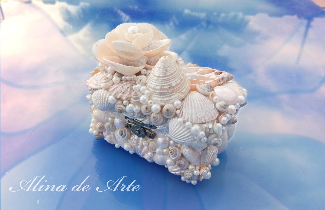 Small Seashell Jewelry Box 4x2x2in, Beach Style Seashell Box, Coastal ...