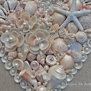 Seashell Heart Art on Canvas: Handmade Florida Beach Decor - Etsy