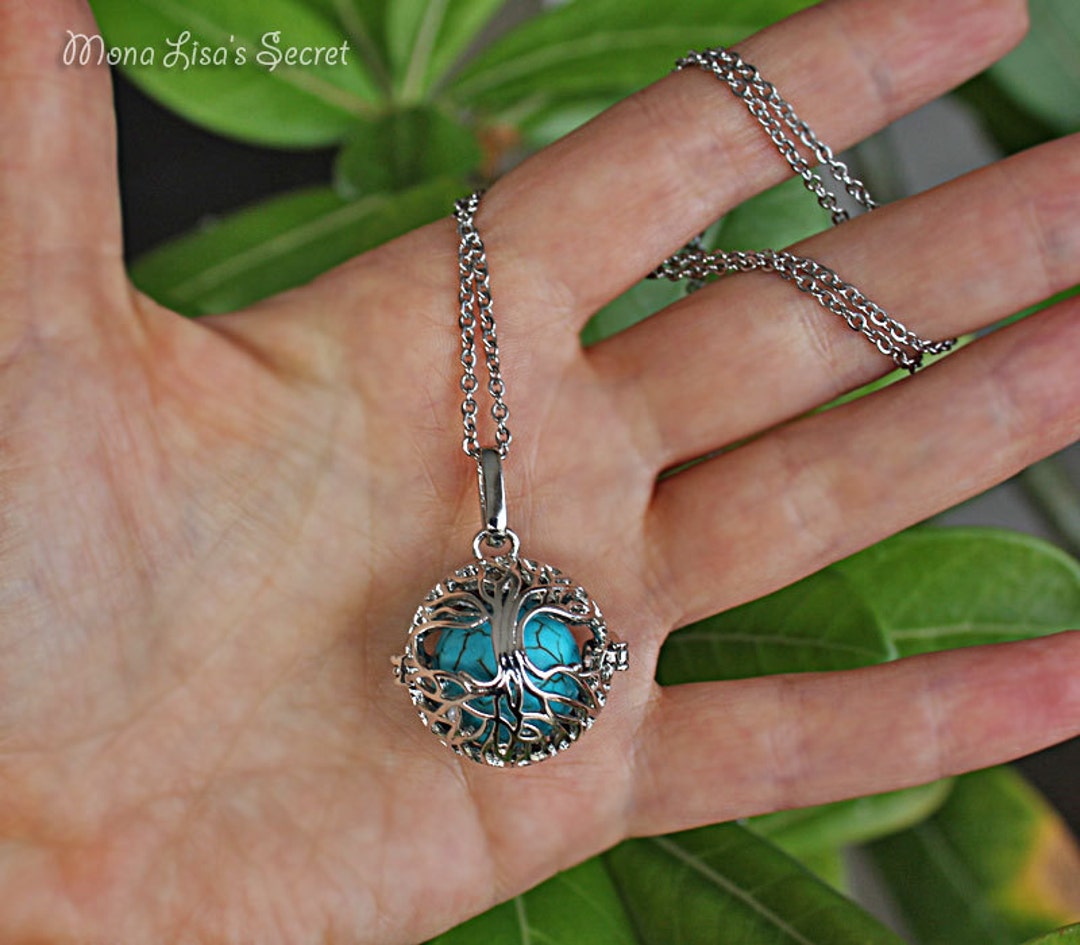 Tree of Life Aromatherapy Locket Necklace: Lava Diffuser Beads - Etsy