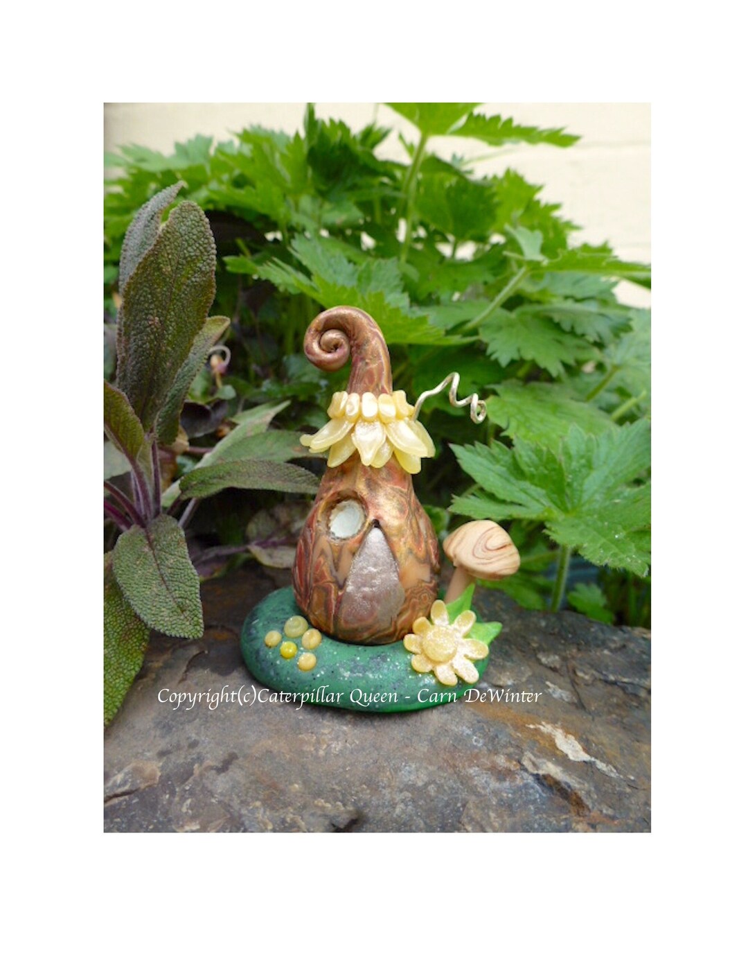 Fairy / Elf House With Toadstool and Flowers. Fairies Portal of Polymer ...