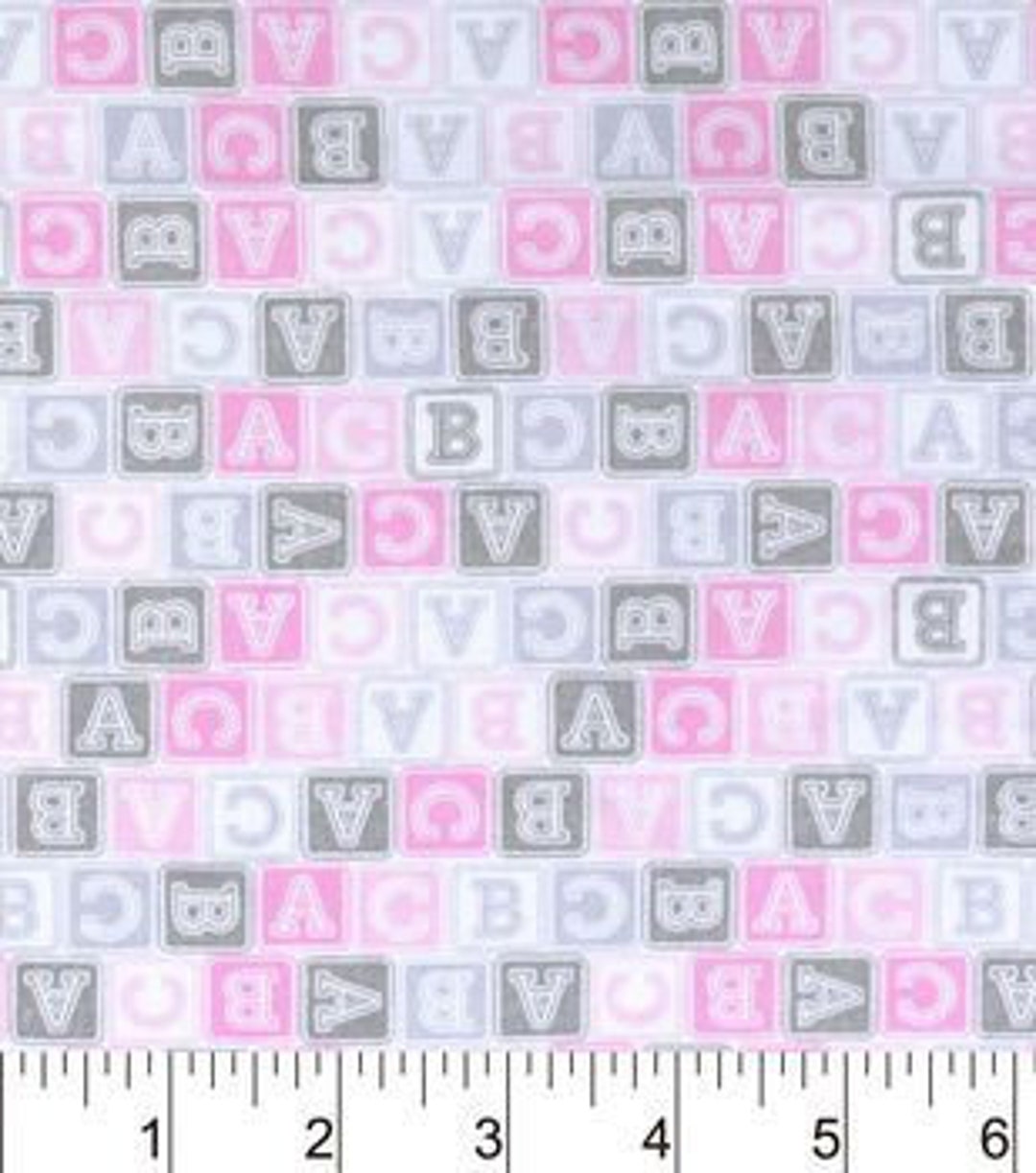 Pink and Grey ABC Block Cotton Fabric - Etsy