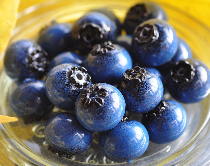Ten 10 Small BLUEBERRY Handmade Lampwork Bead / Berries/ - Etsy