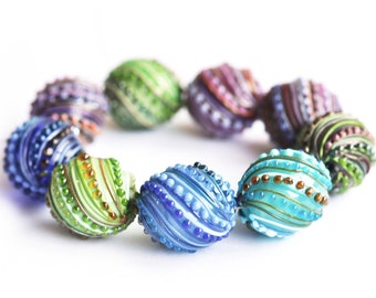 1 one Piece Silverglass Dots Handmade Lampwork Bead/ Beading / Dots ...