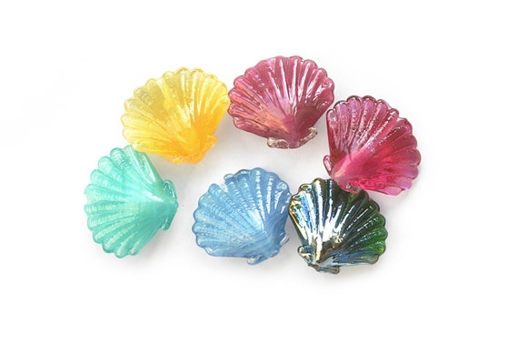 1 one Seashell Lampwork Bead Shell Bead Pearl Bead Sea - Etsy