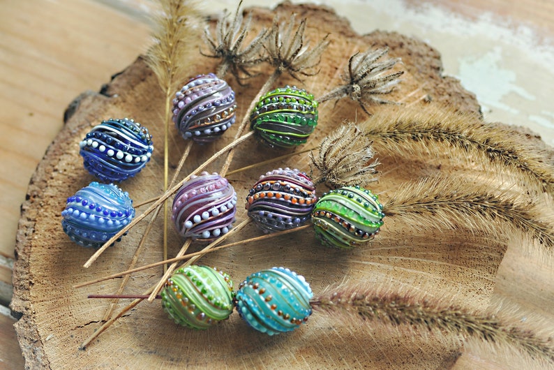 1 one Piece Stripes&dots Lampwork Bead MTO - Etsy