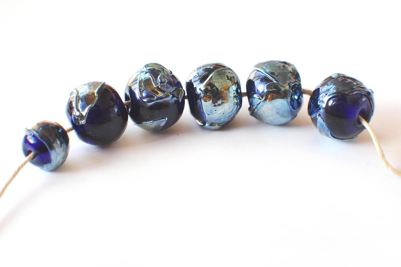 Cobalt Blue Handmade Lampwork Buttons / Silver Glass / MTO - Etsy