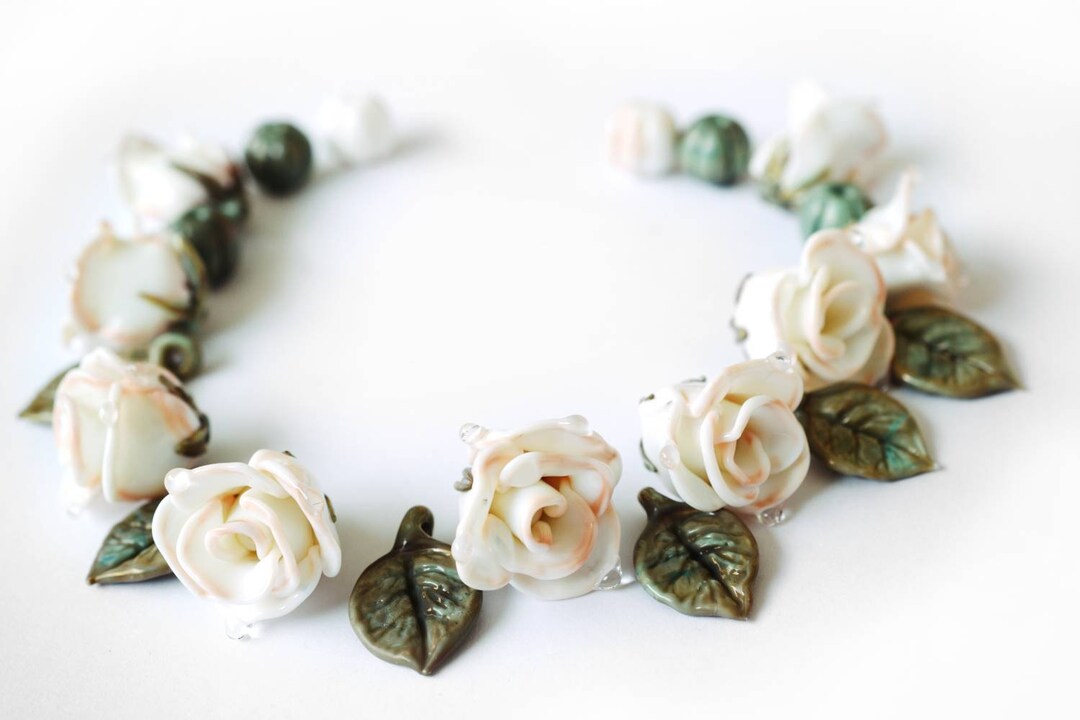 Victorian Rose Lampwork Bead Set - Handmade Italian Glass Flowers - Etsy