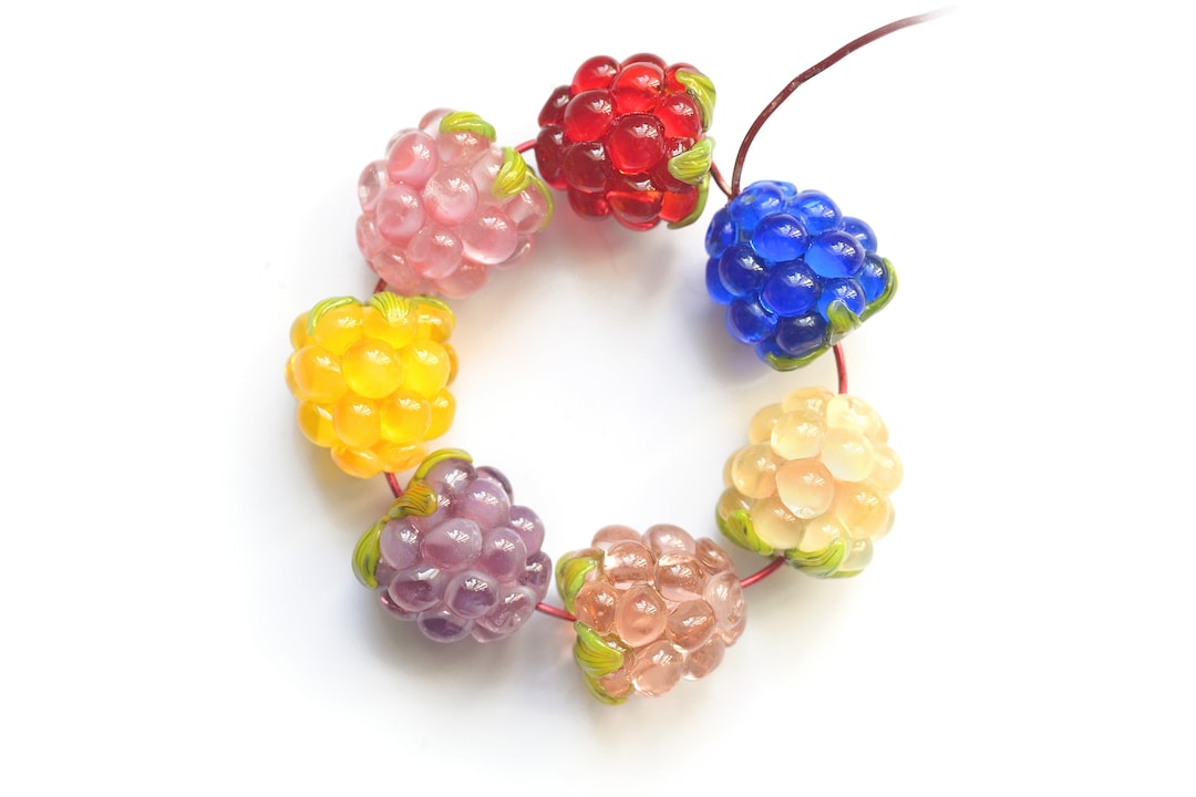 2 / 5 / 10 Small RASPBERRY Handmade Lampwork Bead / Berries/ Beading ...