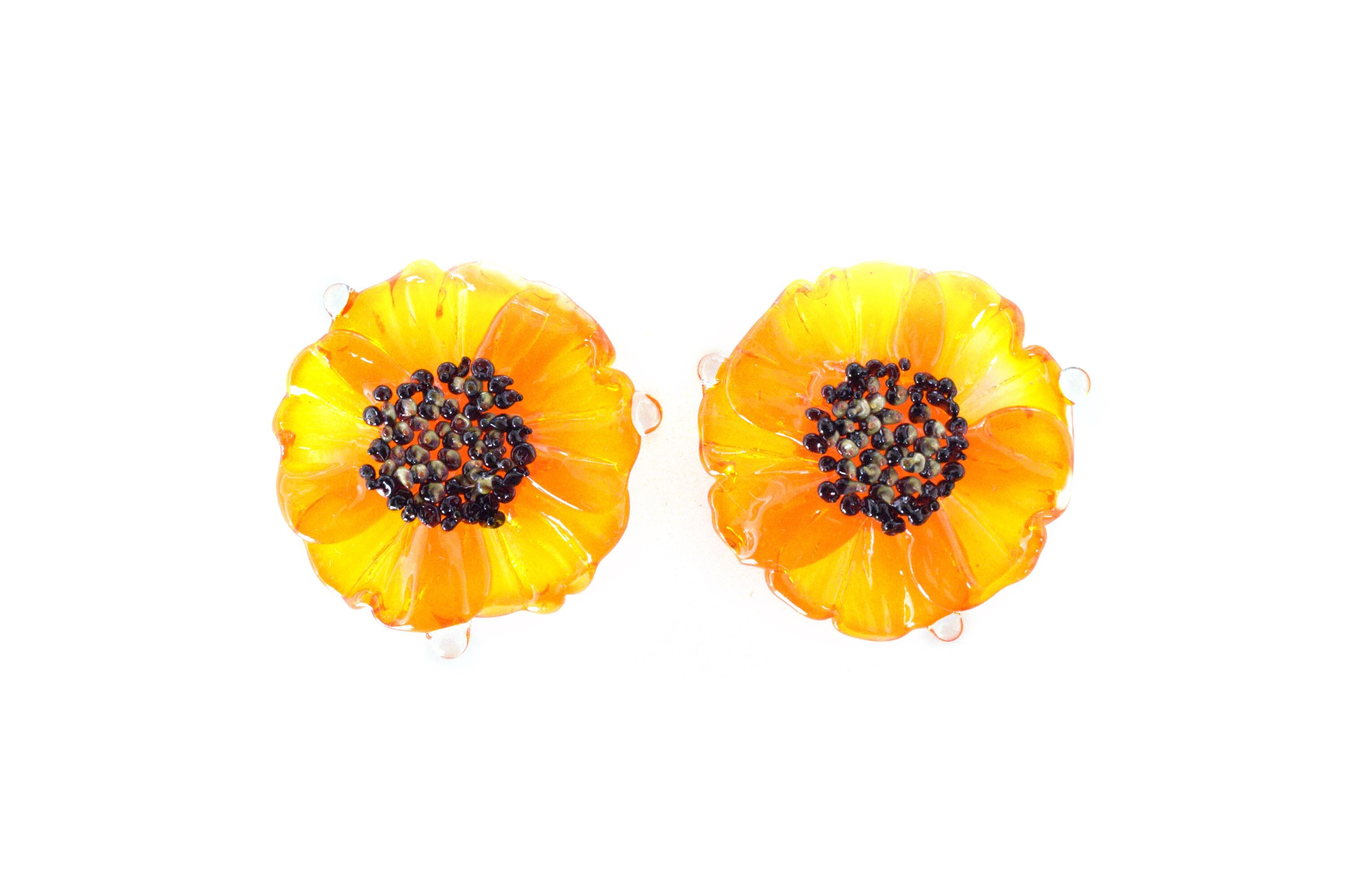 1 (one) Piece Rosehip Transparent Bead, Flower Bead, Cherry Flower ...