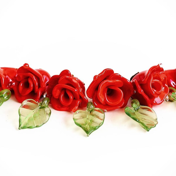 Rose Lampwork Beads - Etsy