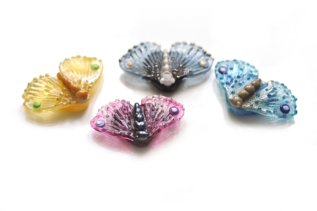 1 (one) Moth Glass Bead, Lampwork Butterfly Bead, Handmade Butterfly ...