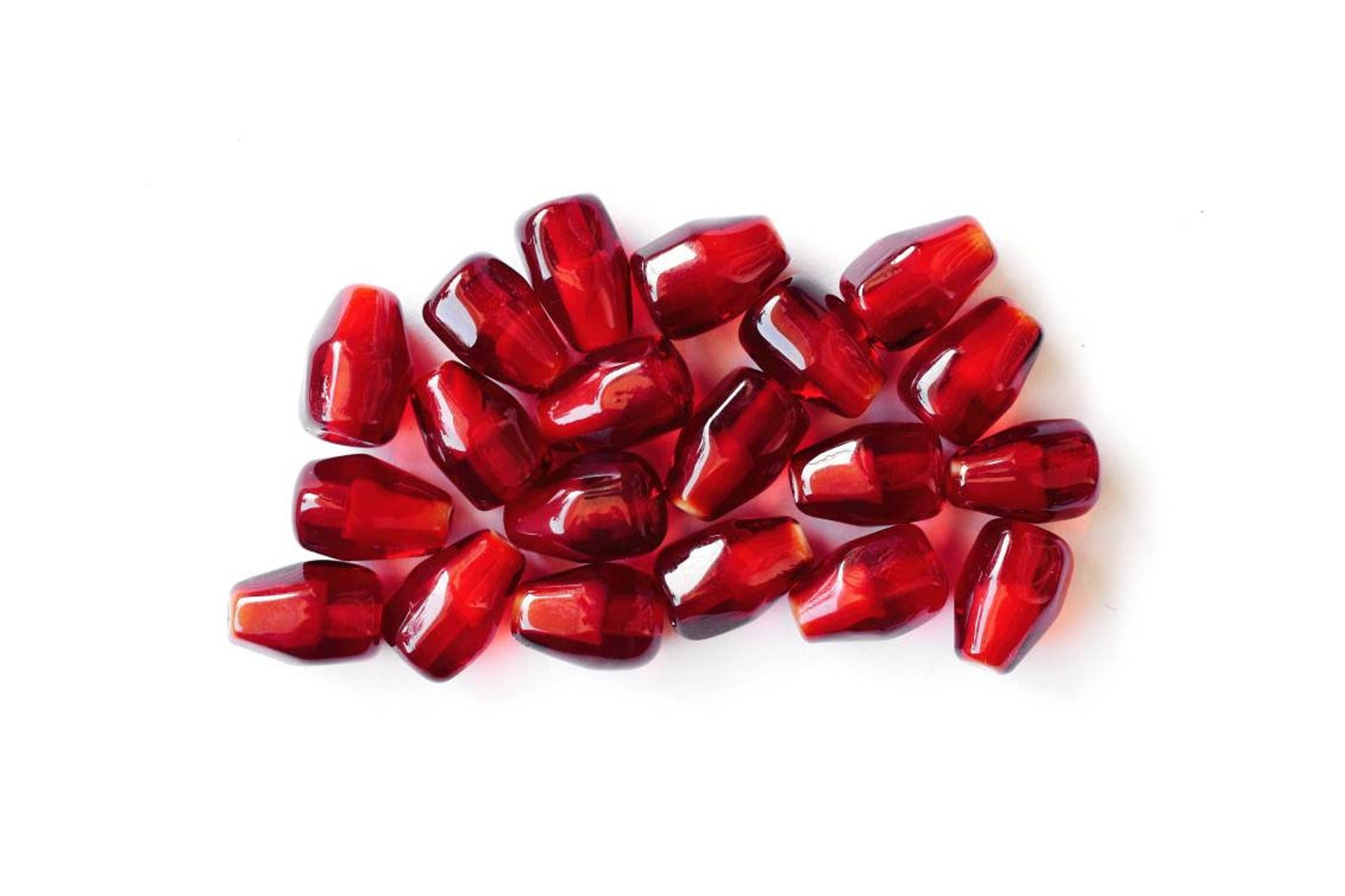 20 (twenty Pieces) RED Pomegranate Seed Handmade Lampwork Beads - Glass ...