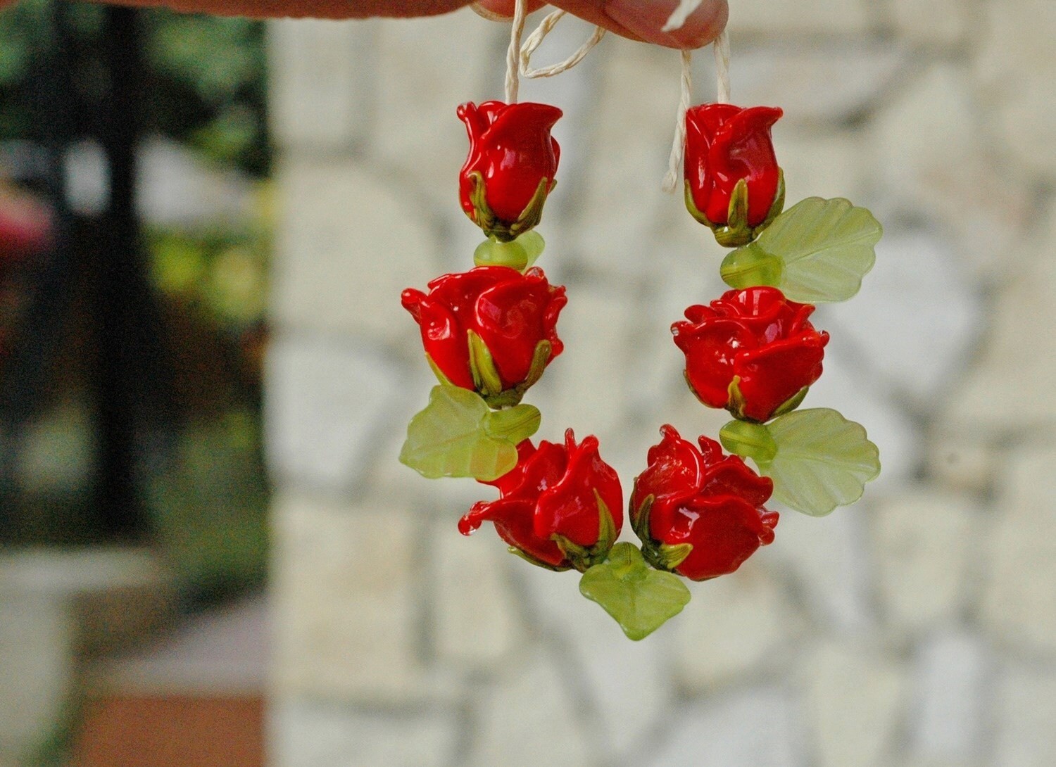 Bright Red Roses Lampwork Bead Set Glass Lampwork Beads - Etsy