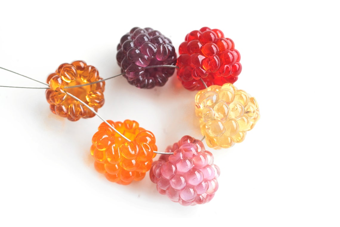 1 (one) Hollow Raspberries / Handmade Lampwork Beads / Berries/ Beading ...
