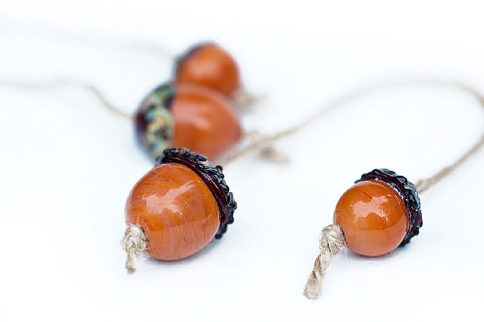 Pair of Acorns / Acorn Bead/ Glass Acorn Lampwork Bead / Craft - Etsy