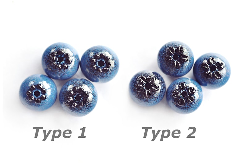 Ten 10 Small BLUEBERRY Handmade Lampwork Bead / Berries/ - Etsy