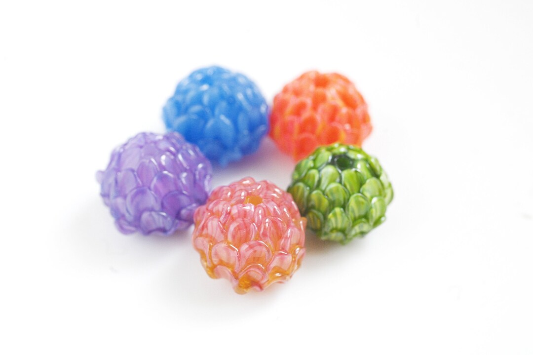 1 (ONE) Dahlia Flower Bead, Aster Flower Bead, Floral Lampwork Bead ...