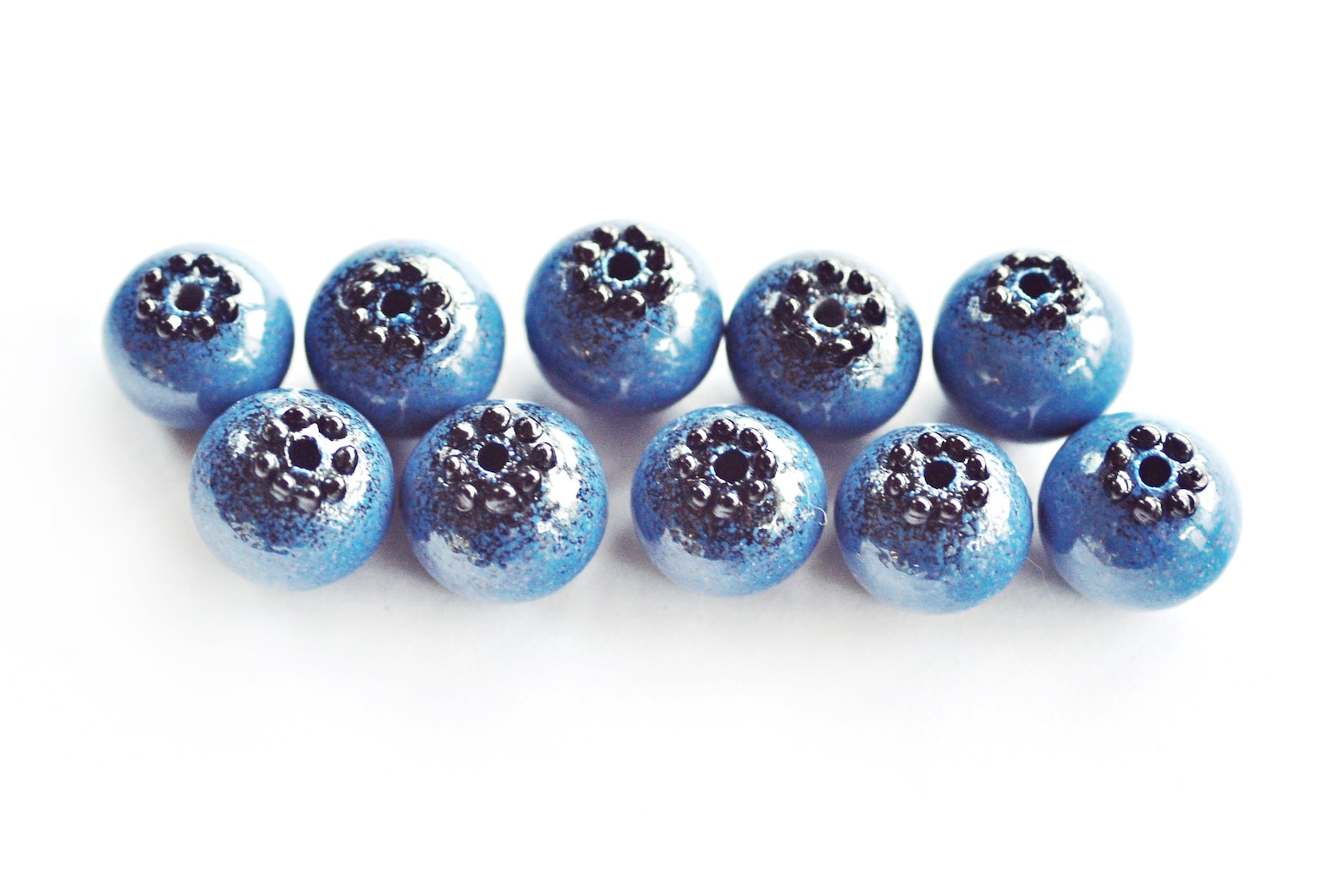 Ten (10) Small BLUEBERRY Handmade Lampwork Bead / Berries/ Beading ...