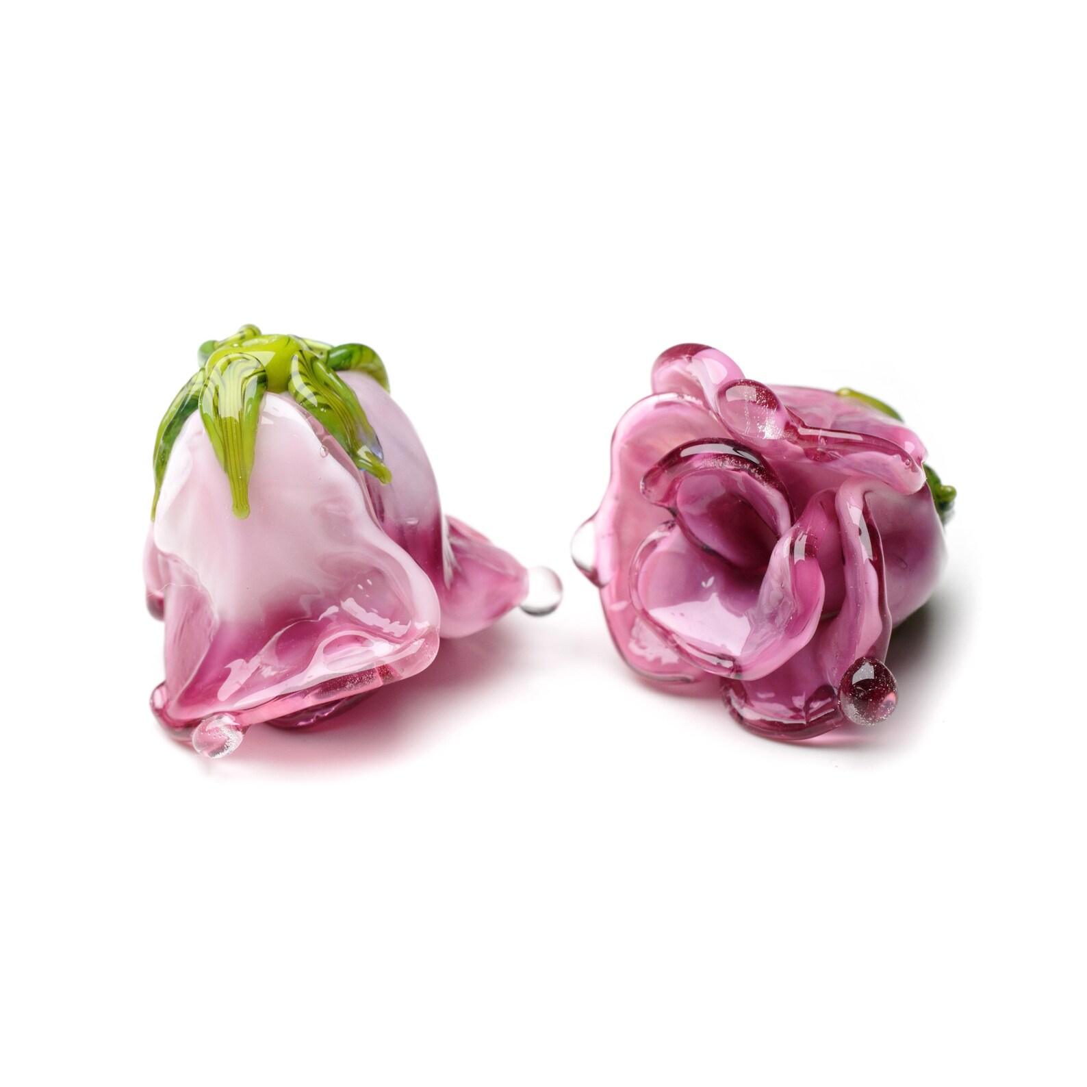 1 Pink Rose Lampwork Bead / Handmade / Glass Lampwork Beads / Flower ...