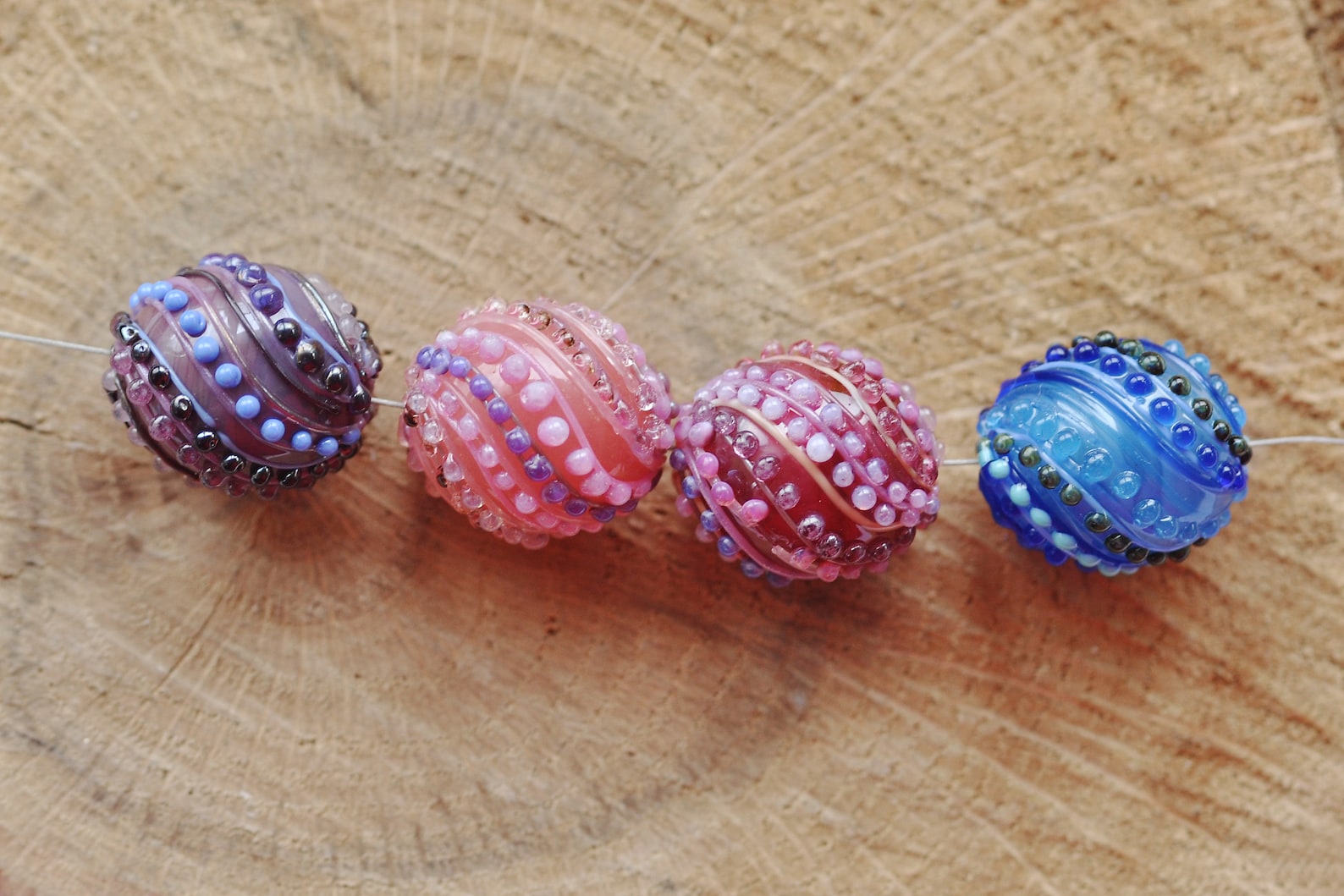1 (one) Piece Stripes&dots Lampwork Bead MTO - Etsy