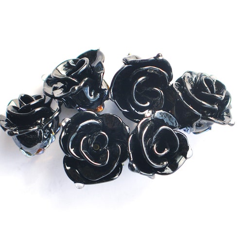 One 1 Black Rose Handmade Lampwork Bead/ Beading/ Gothic/ - Etsy