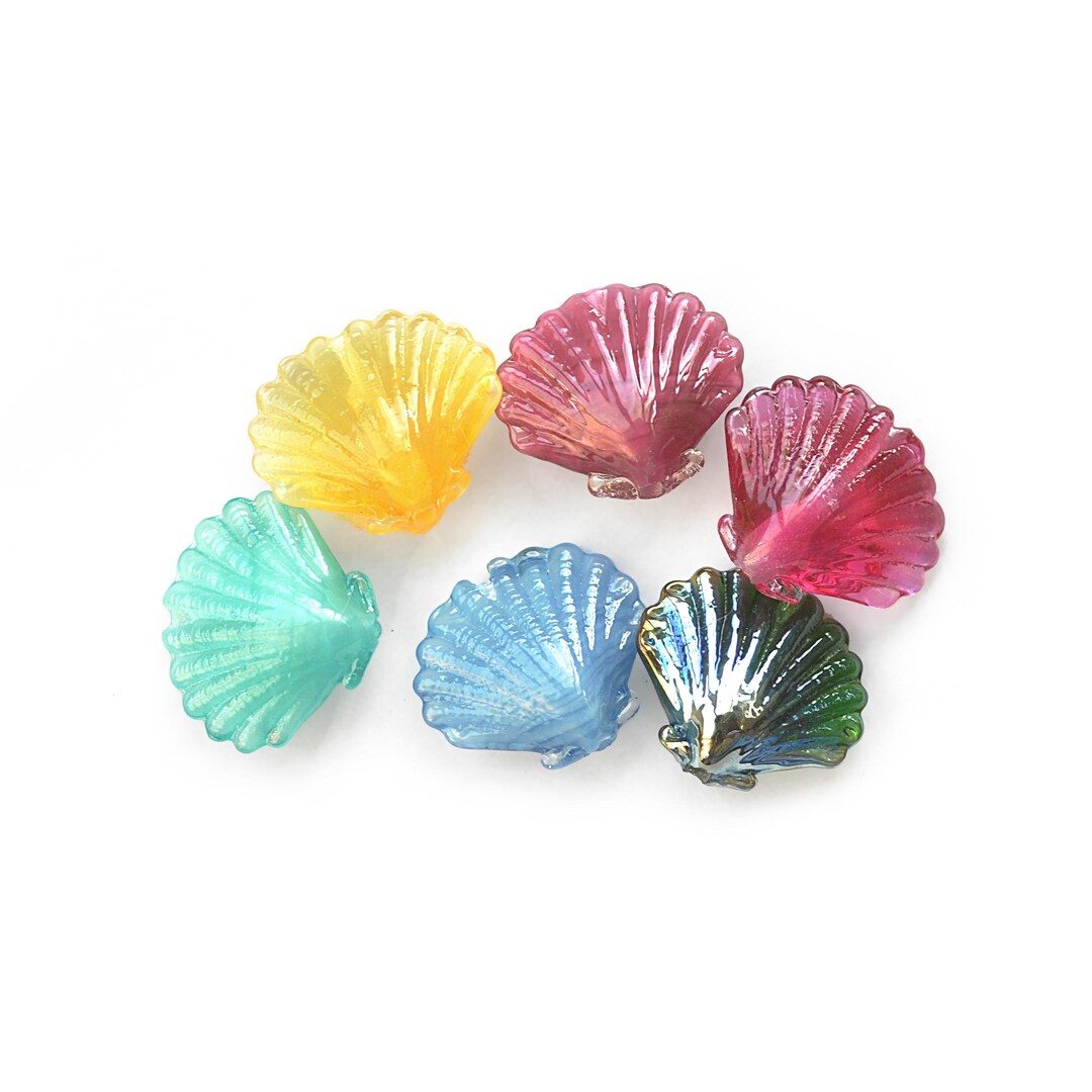 1 (one) Seashell Lampwork Bead, Shell Bead, Pearl Bead, Sea Lampwork ...