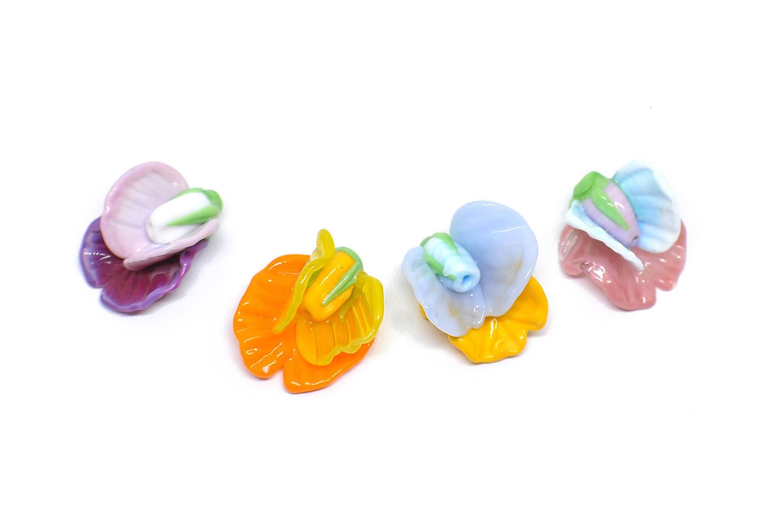 1 (one) Piece Sweet Pea Flower / Pea Flower/ Floral Lampwork Bead ...
