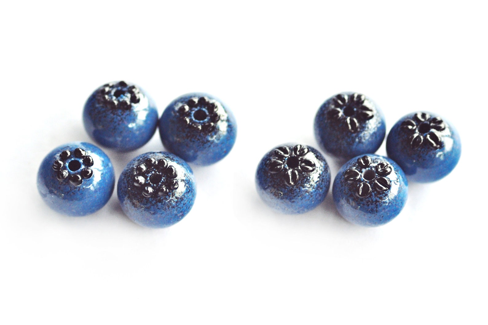 Ten 10 Small BLUEBERRY Handmade Lampwork Bead / Berries/ - Etsy