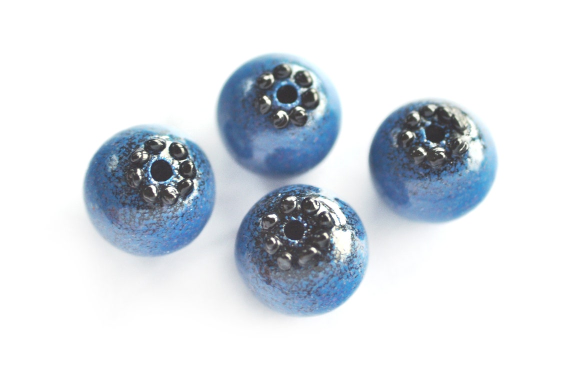 Ten (10) Small BLUEBERRY Handmade Lampwork Bead / Berries/ Beading ...