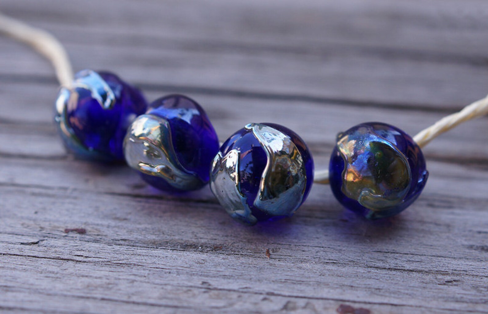 Cobalt Blue Handmade Lampwork Buttons / Silver Glass / MTO - Etsy
