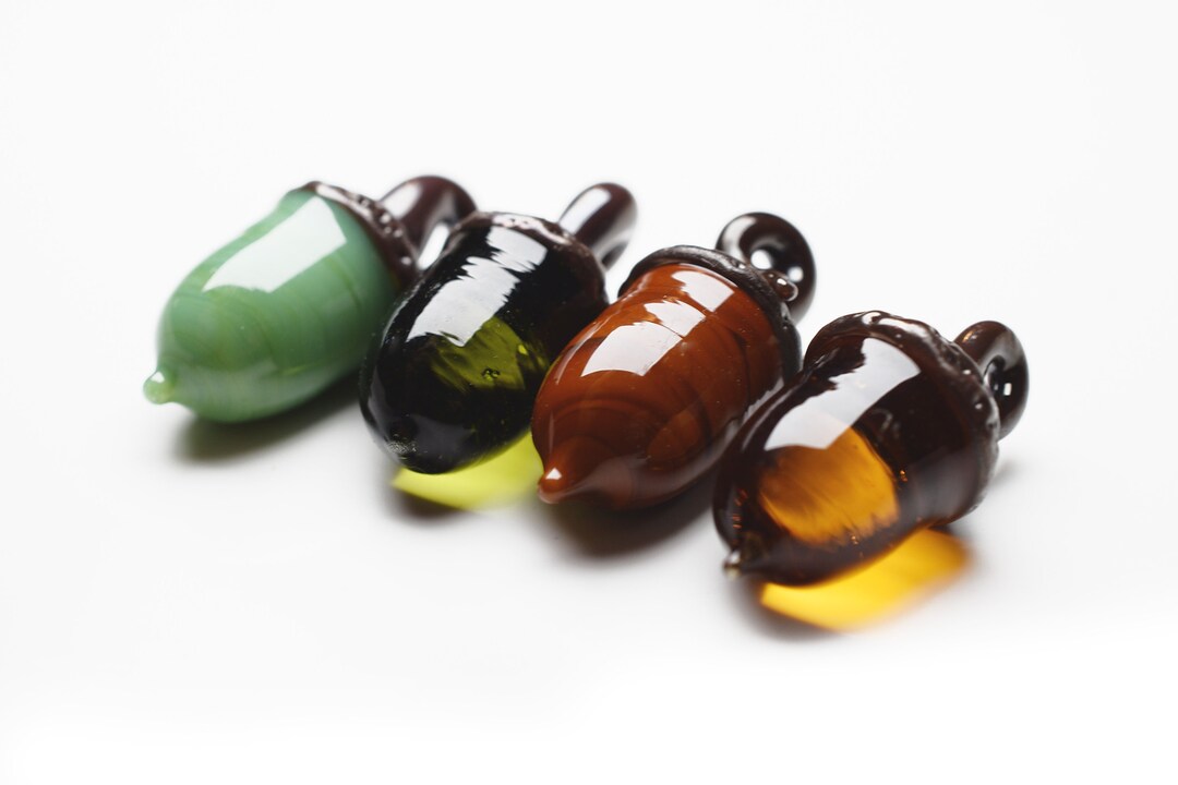 1 (one) Acorn Bead With Loop / Glass Acorn Lampwork Bead / Craft ...