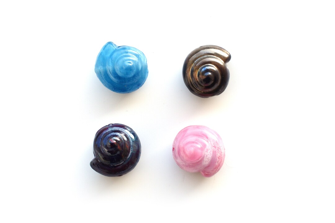 1 (one) Snail Shell Lampwork Bead, Shell Bead, Pearl Bead, Sea Lampwork ...