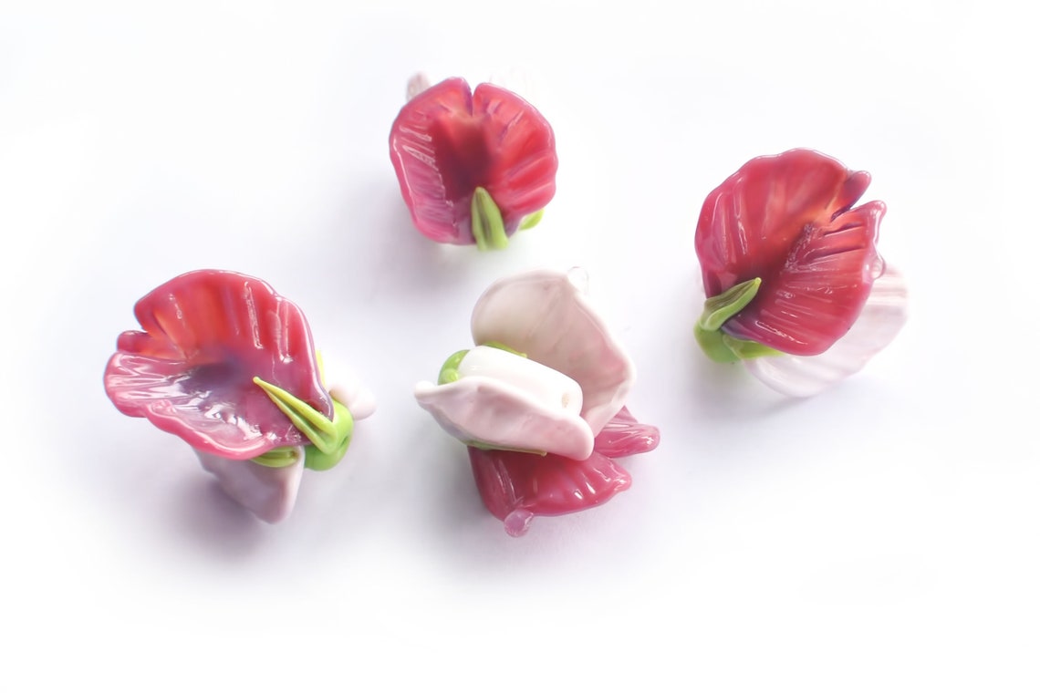 1 one Piece Sweet Pea Flower / Pea Flower/ Floral Lampwork - Etsy